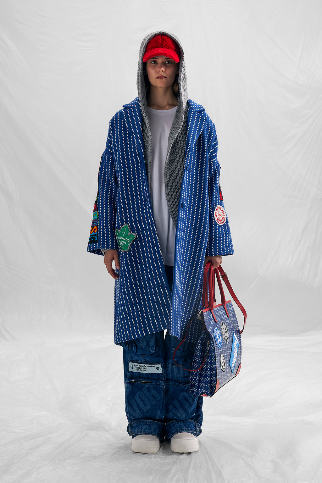 Bold Graphic Oversized Blue Coat with Lion Print and Streetwear Style ...